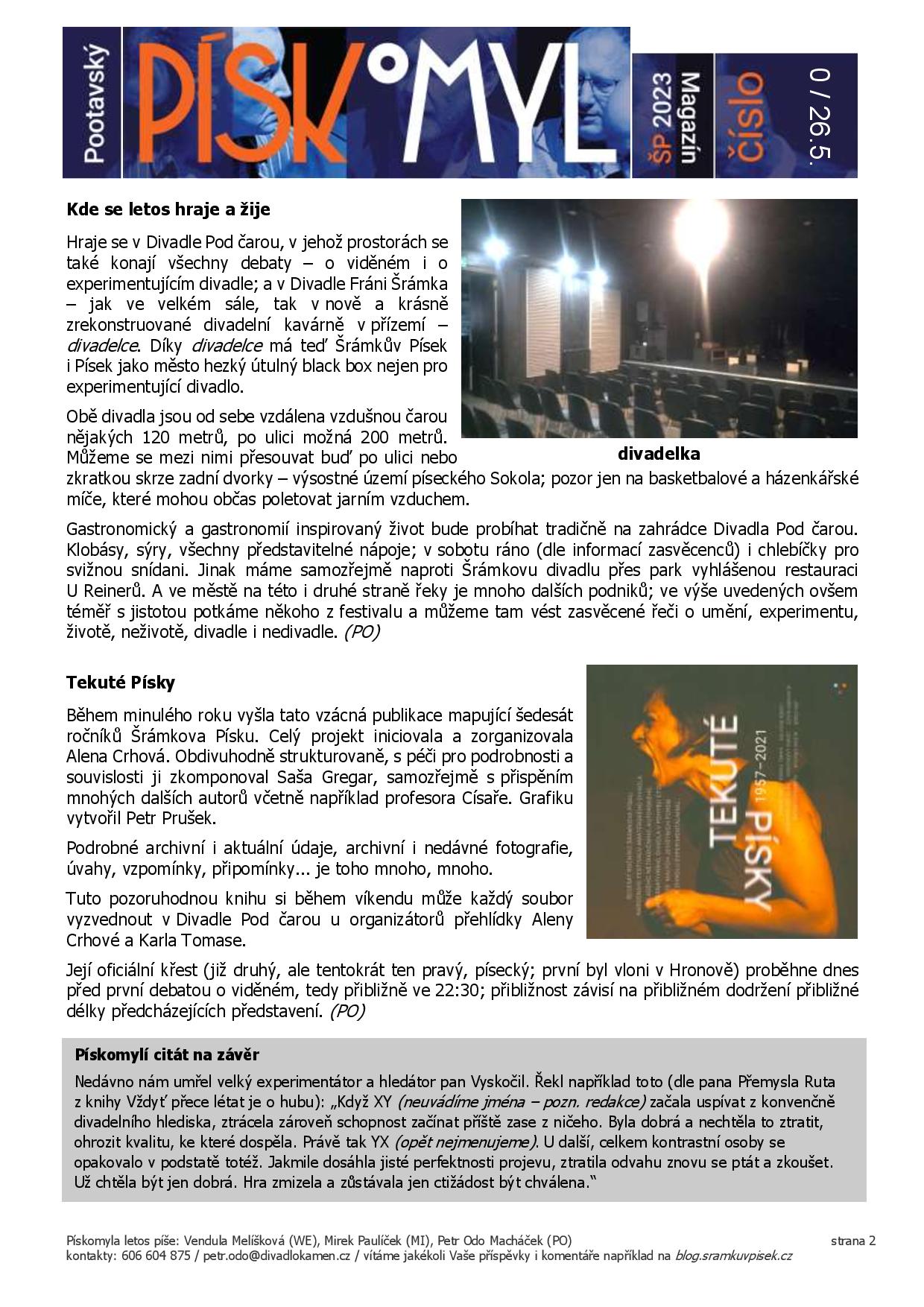 Pootavský Pískomyl – půldeník Šrámkova Písku 2023 | Šrámkův Písek - blog